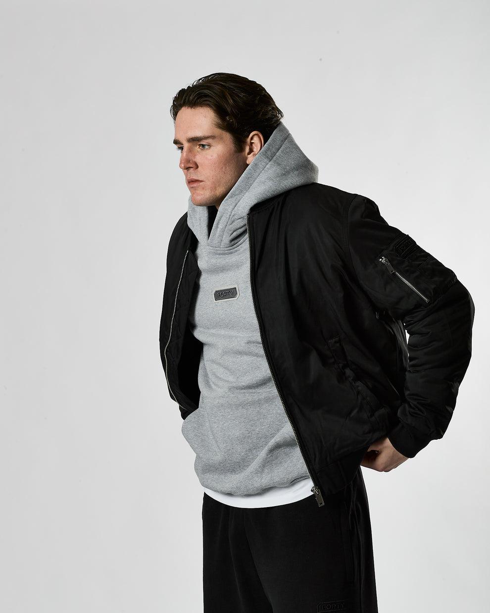 Murgatroyd Felt Appliqué Bomber (Black) – Forty Clothing
